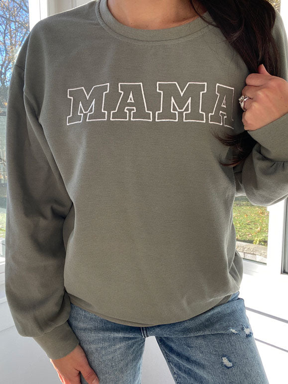 Waffle Knit Mama Crewneck Breastfeeding Friendly