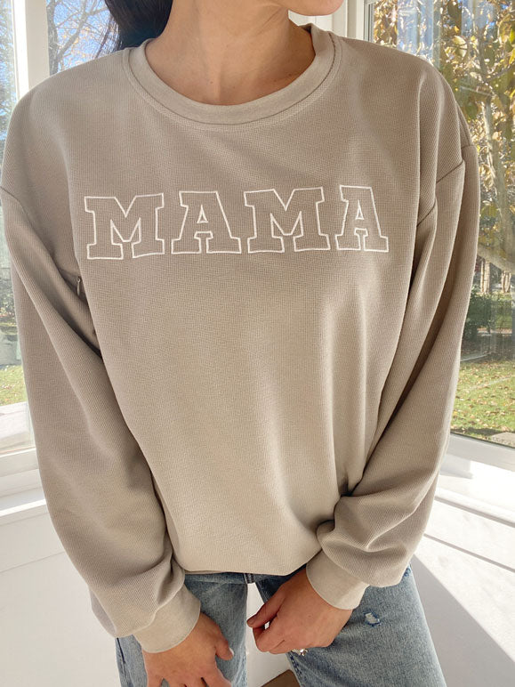 Waffle Knit Mama Crewneck Breastfeeding Friendly
